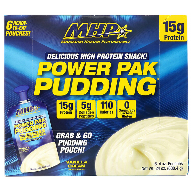 Отзывы Power Pak Pudding, Vanilla Cream, 6 Pouches, 4 oz (113.4 g) Each ...